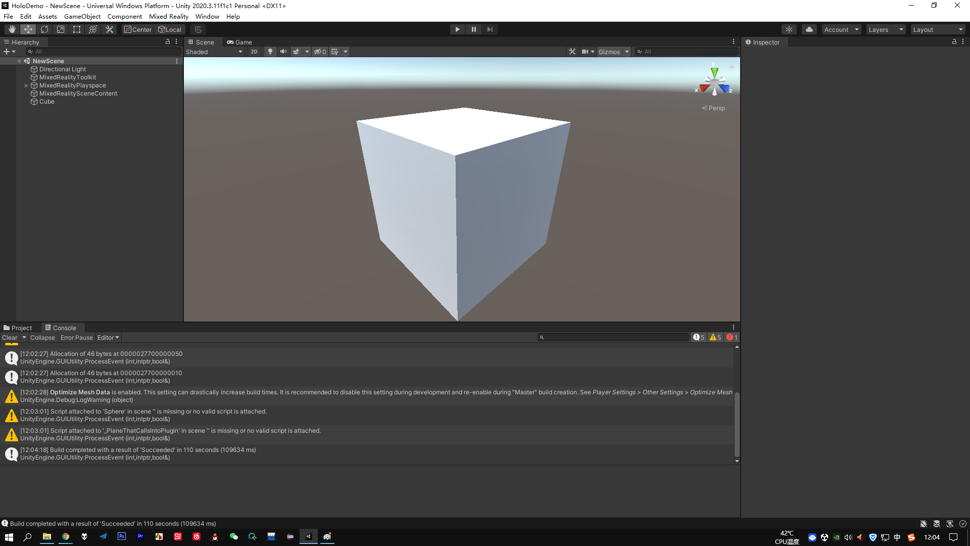 使用Unity配置Hololens 2的立方体移动_将unity显示在hololens-CSDN博客