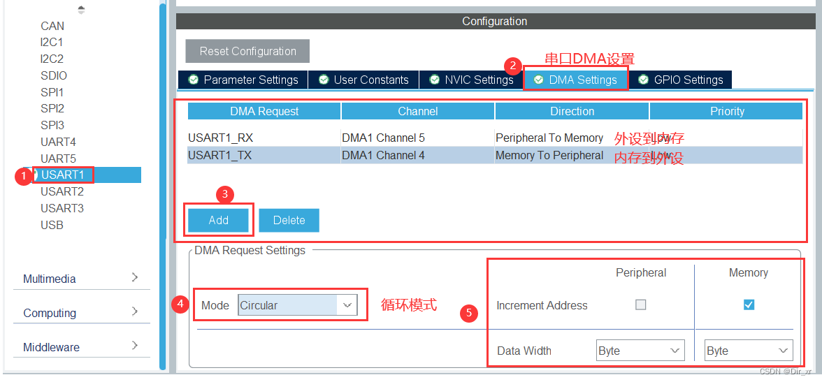STM32 HAL库 STM32CubeMX -- DMA（直接存储区访问）_Dir_xr的博客-CSDN博客