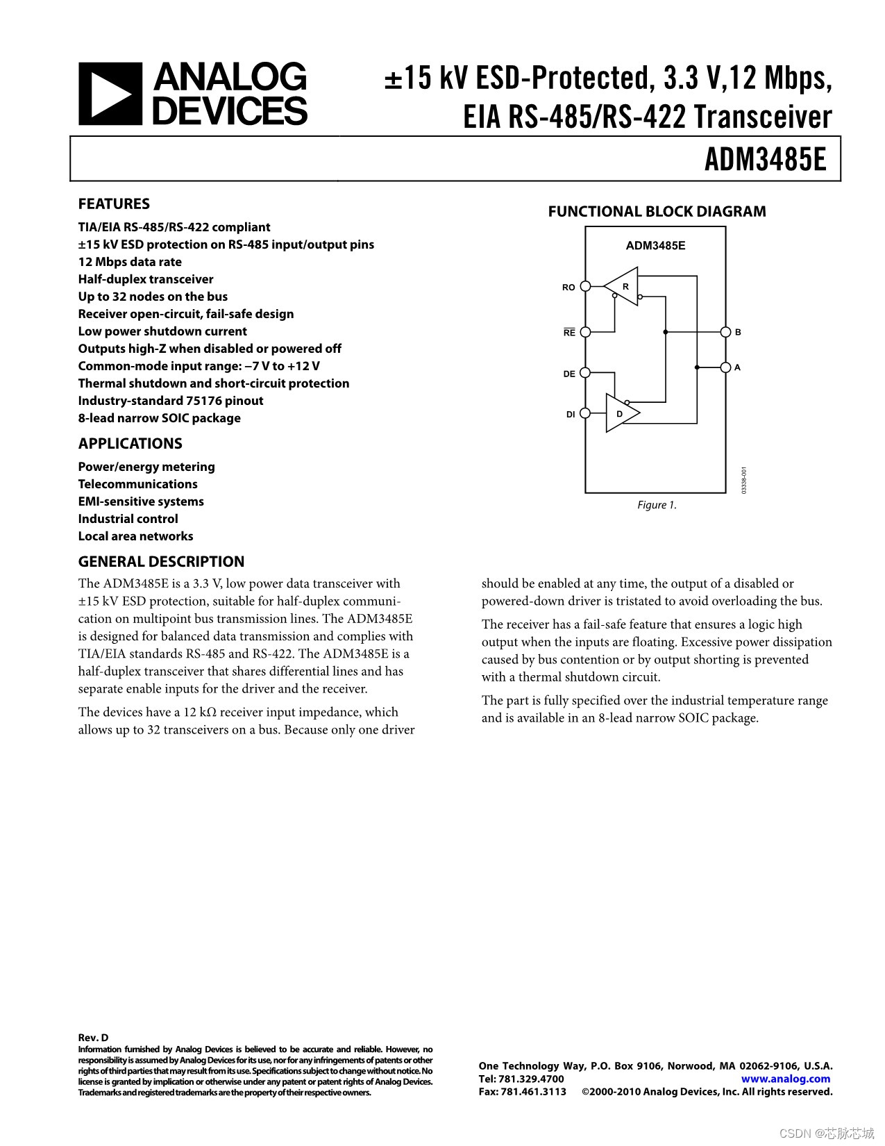 ADM3485EARZ-REEL7 ADI SOIC-8 芯脉芯城_adm485earz-CSDN博客
