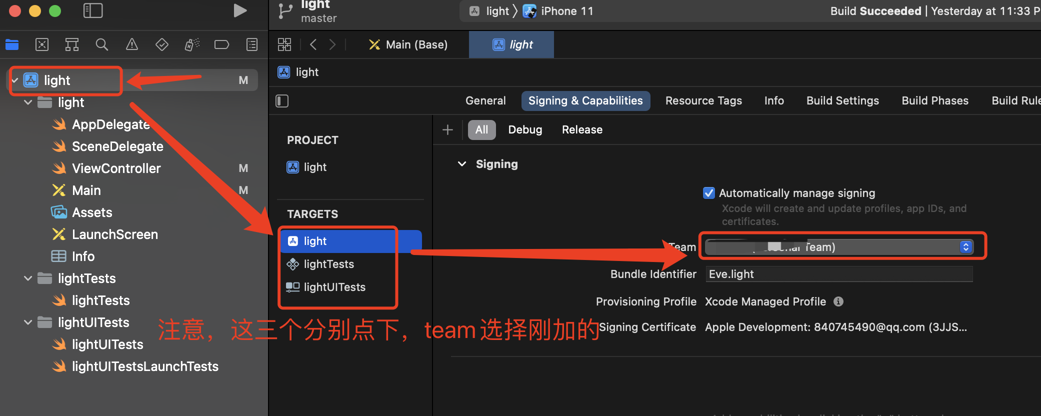 Signing for “target“ requires a development team. Select a development team in the project ...