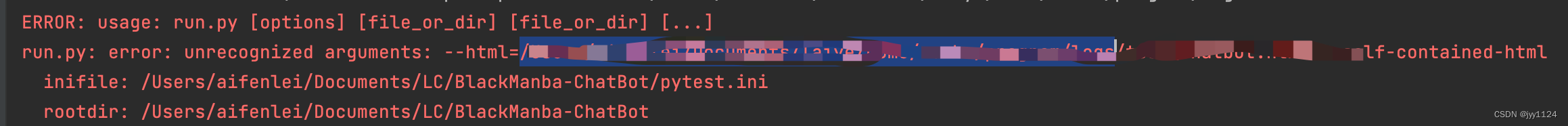 Python项目运行报错unrecognized Arguments Html Csdn博客