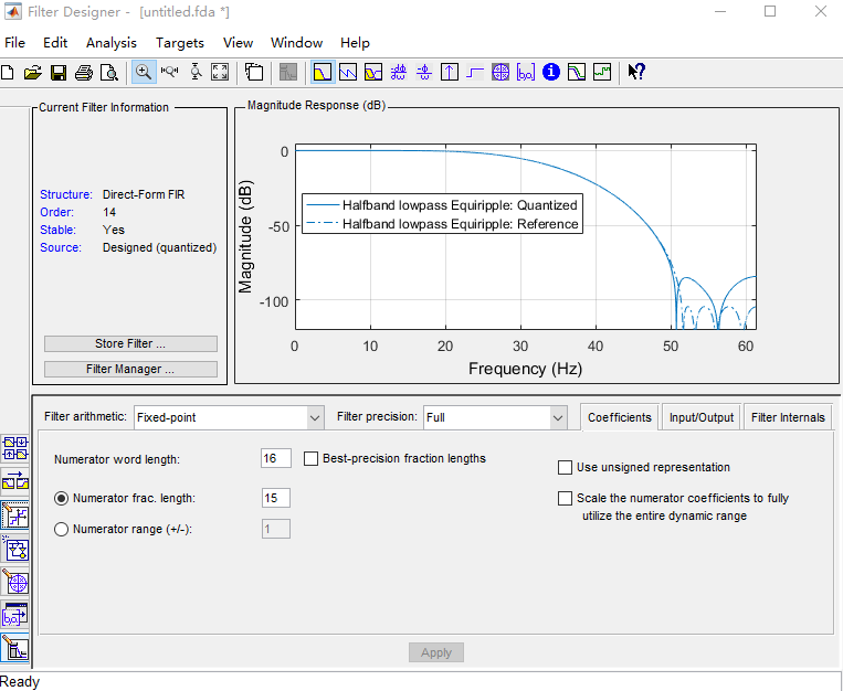 利用matlab代码来实现fdatool生成滤波器系数的功能（半带滤波器）_matlab设计的滤波器都是半带的吗-CSDN博客