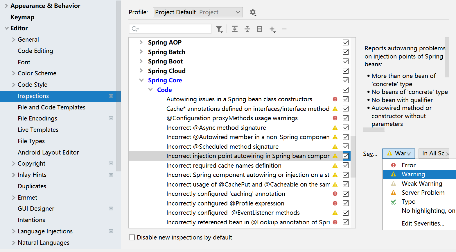 新版idea去除@Autowired注入非标准bean对象带来的下划线提示_reports autowiring problems on injection points of-CSDN博客