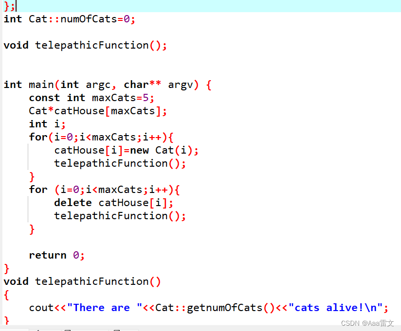 定义一个cat类，拥有静态数据成员numOfCats,记录Cat的个体数目；静态成员函数getNumOfCat(),存取numOfCats ...