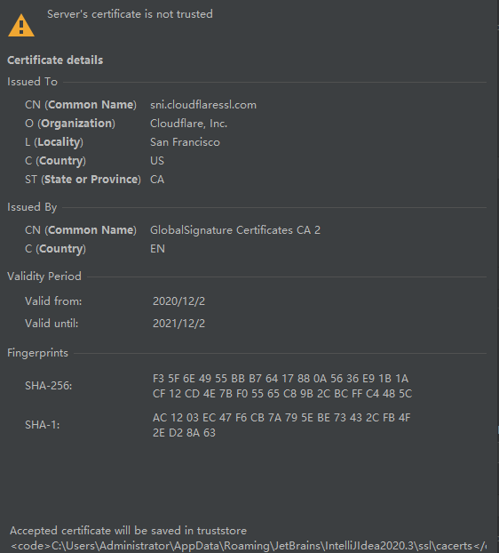 idea 关闭 Server‘s certificate is not trusted 弹窗_idea 需要身份验证窗口关闭-CSDN博客