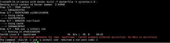 dockerbuild的时候The command ‘/bin/sh -c yum -y install vim‘ returned a non-zero code: 1-CSDN博客