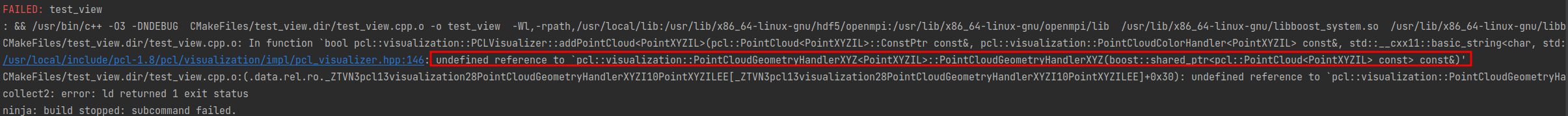 PCL显示自定义点云类型报错 undefined reference to `pcl::visualization::PointCloudGeometryHandlerXYZ ...