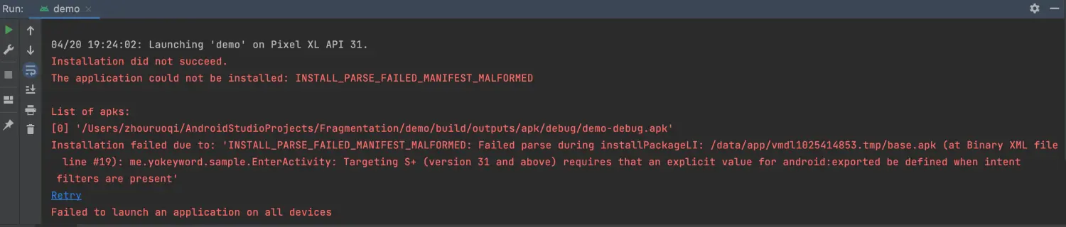 Targeting S+ (version 31 and above) requires that an explicit value for android:exported be ...