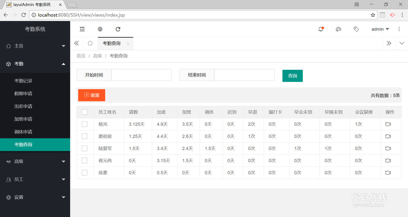 Java员工表代码基于javassh员工考勤管理系统源代码 Csdn博客 1788