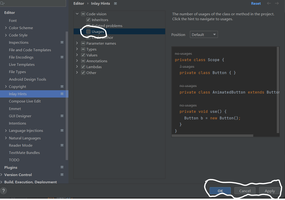 实践解决：IDEA2022.3版本引用提示no usages的关闭和打开_no usages-CSDN博客