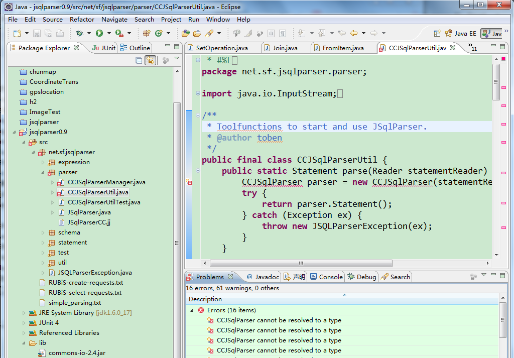 JSqlParser系列之一源代码运行（原）_jsqlparser编译运行-CSDN博客