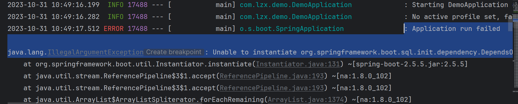SpringBoot项目运行问题_unable to instantiate org.springframework.boot.sql-CSDN博客