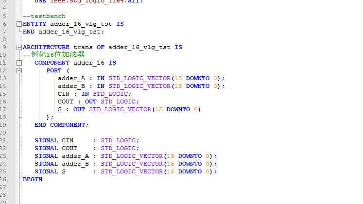 16位加法器设计VHDL代码modelsim仿真_本次任务需要使用vhdl语言编写一个16位超前进位加法器,顶层模块的名字为adder.vhd-CSDN博客