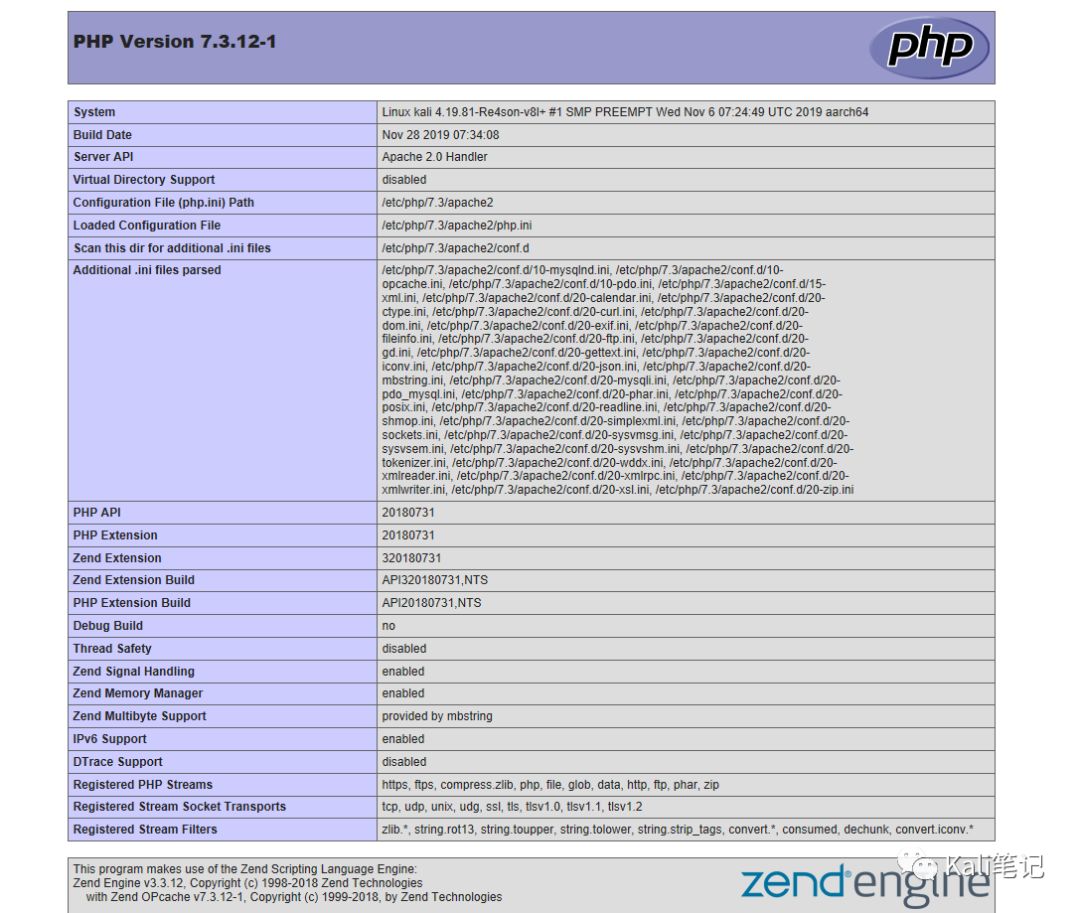 kali 创建php可执行文件_利用树莓派在kali环境下搭建Web环境（Apache+Php7.3+Mysql）...-CSDN博客