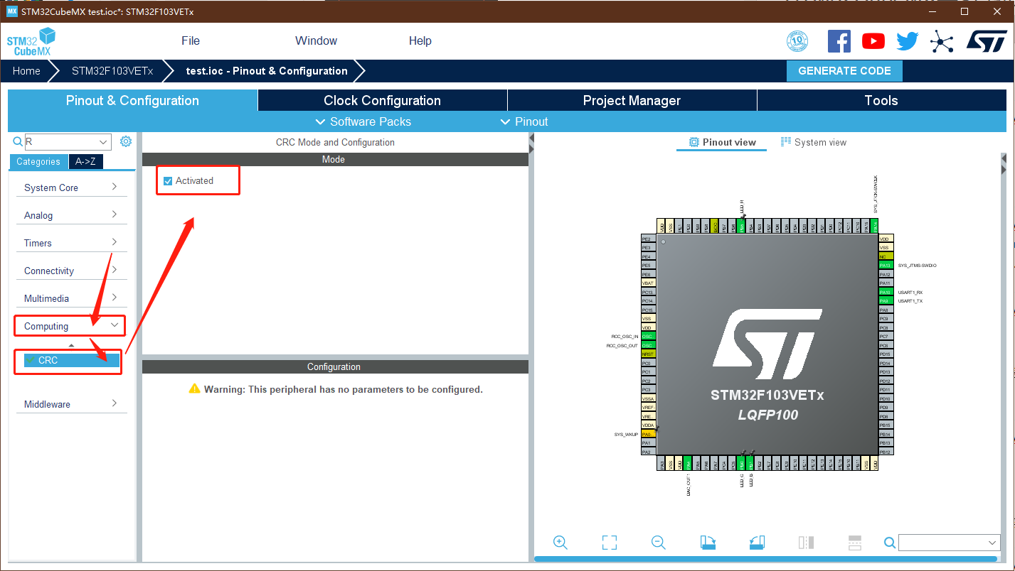Stm32cubemx学习笔记(22)——crc接口使用computing 中的crc Csdn博客