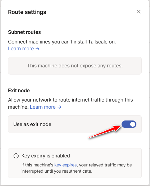 TailScale 实现「出口节点」Exit Node（导向所有流量经这出口节点_taikscale出口节点-CSDN博客