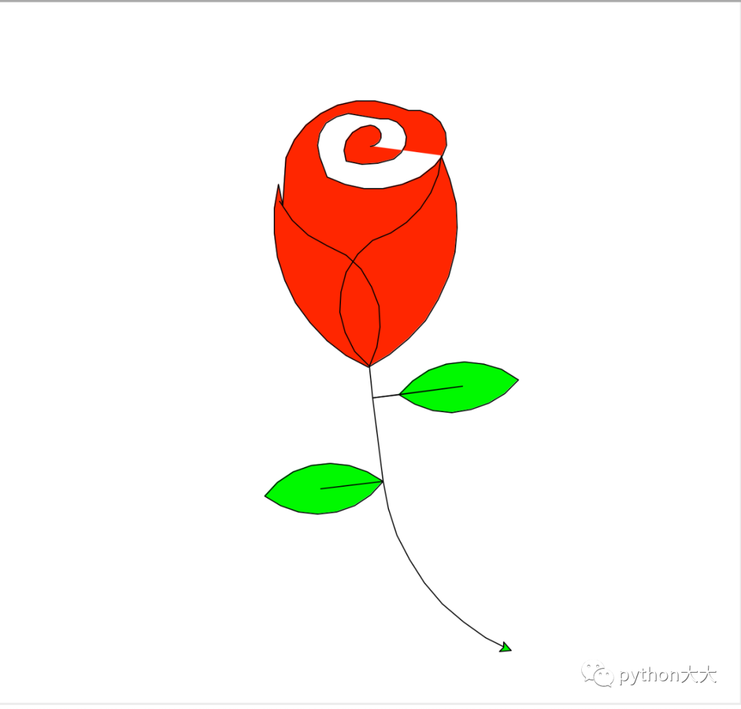 Python Turtle代码大全天天送她一朵玫瑰!在python中使用turtle绘制花朵 Csdn博客 0059