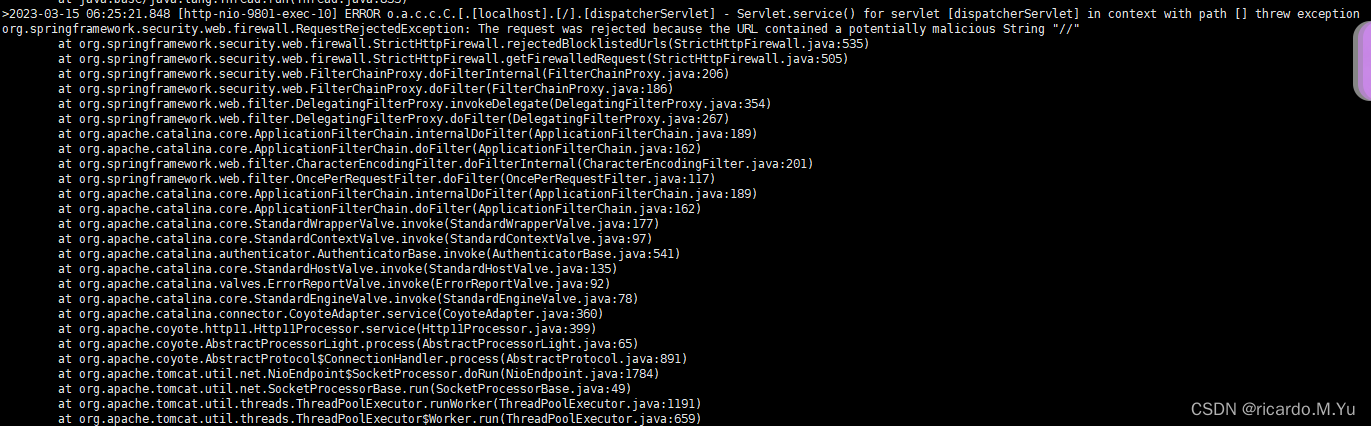 SpringSecurity:request was rejected because the URL contained a potentially malicious String ...