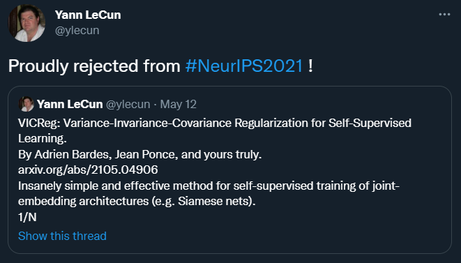 ICLR 2022 | 曾被NeurIPS拒绝！LeCun团队提出VICReg：自监督学习新工作-CSDN博客