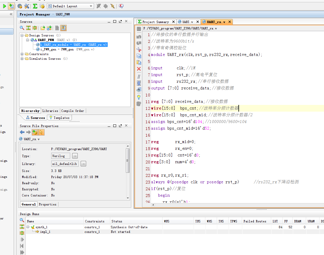 可通过UART串口修改PWM占空比设计Verilog代码VIVADO仿真_基于uart可配置的pwm正弦波发生器设计verilog语言-CSDN博客