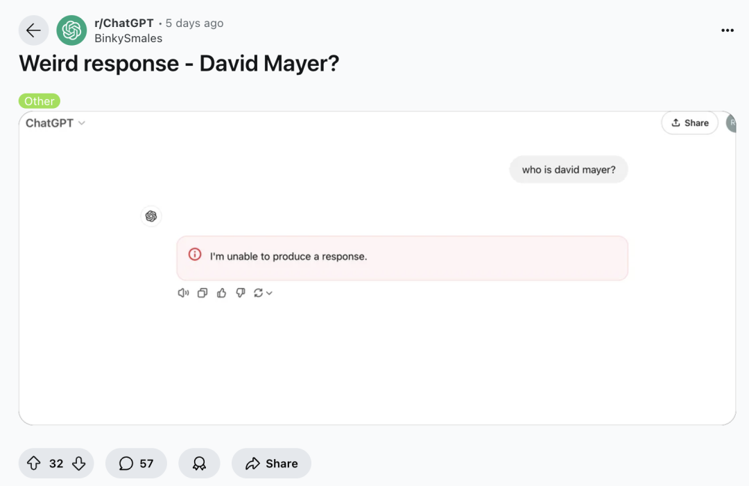搞崩 ChatGPT 的一个神秘名字，David Mayer 究竟是谁？-CSDN博客
