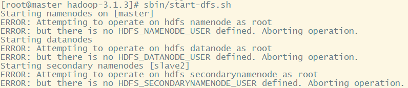 解决：ERROR：Attemping to operate on hdfs datanode as root_error: attempting to operate on hdfs ...