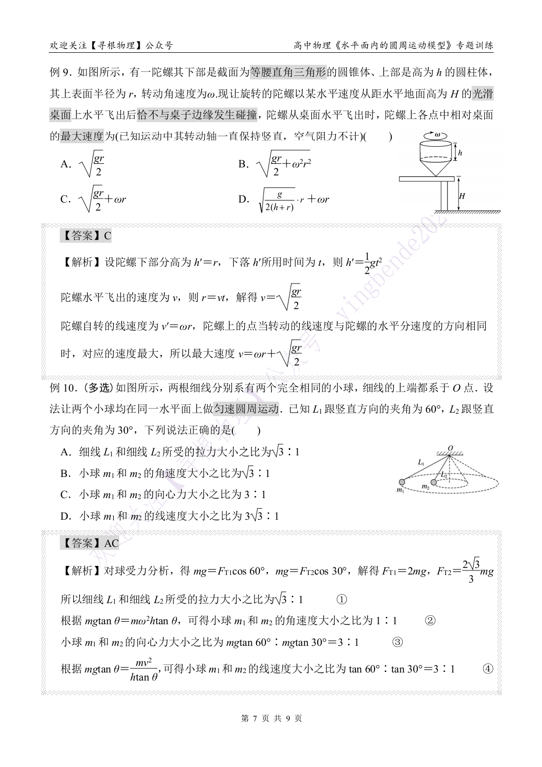 模型例题_【经典模型】水平面内的圆周运动模型例题及解析-CSDN博客