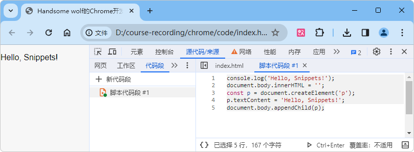 Chrome 开发者工具 第十八章（代码段使用指南）_chrome snippets-CSDN博客