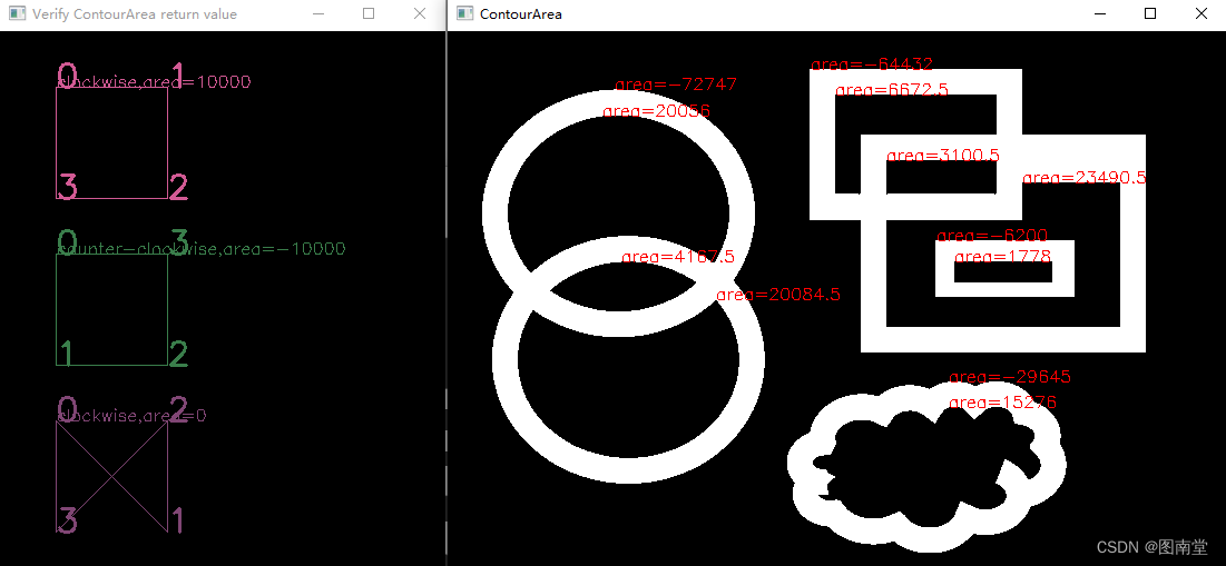 OpenCvSharp函数：ContourArea、ArcLength、BoundingRect、MinAreaRect、BoxPoints ...