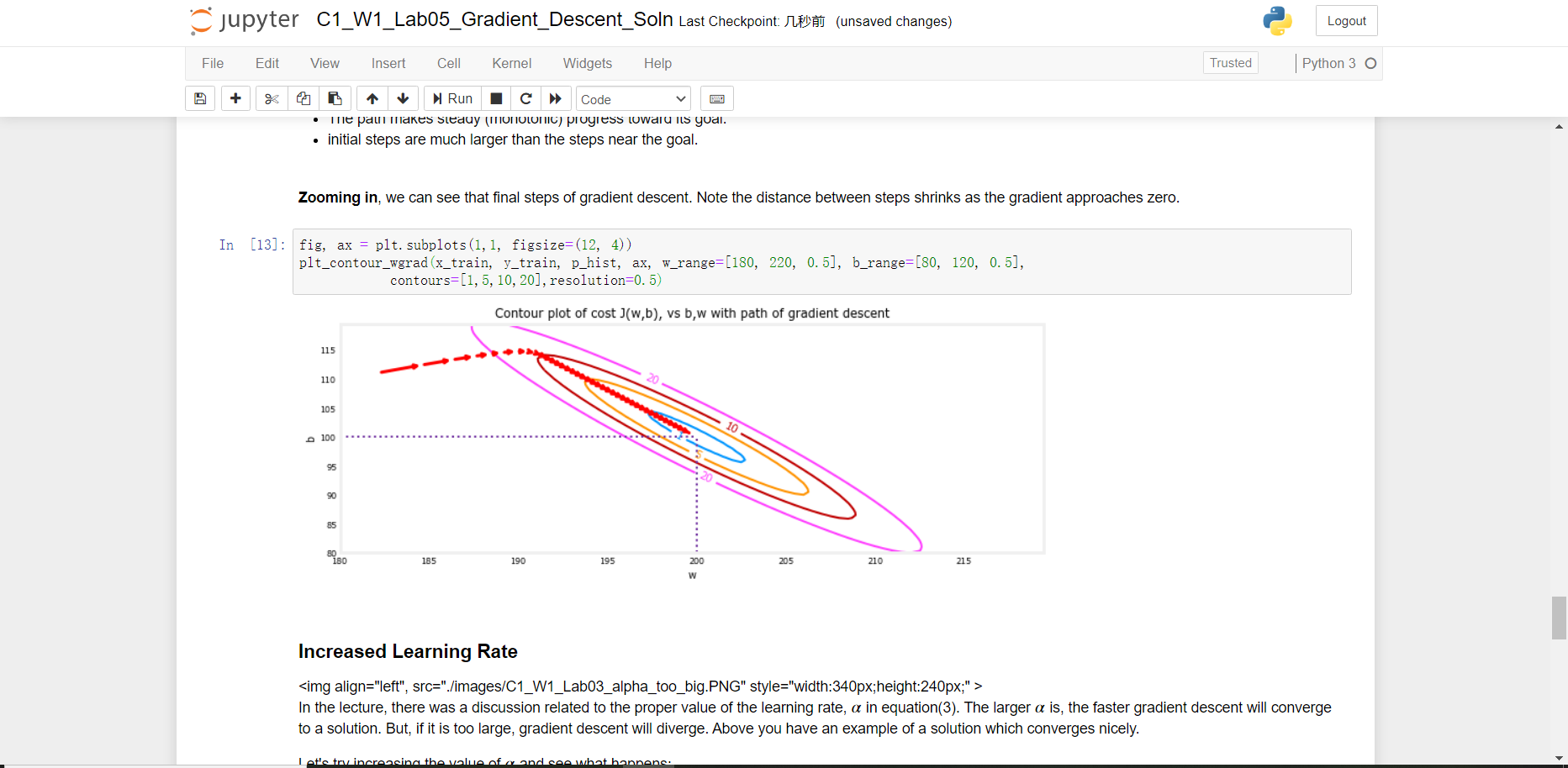 关于吴恩达课后C1_W1_Lab05_Gradient_Descent_Soln运行出错_吴恩达 溢出错误-CSDN博客