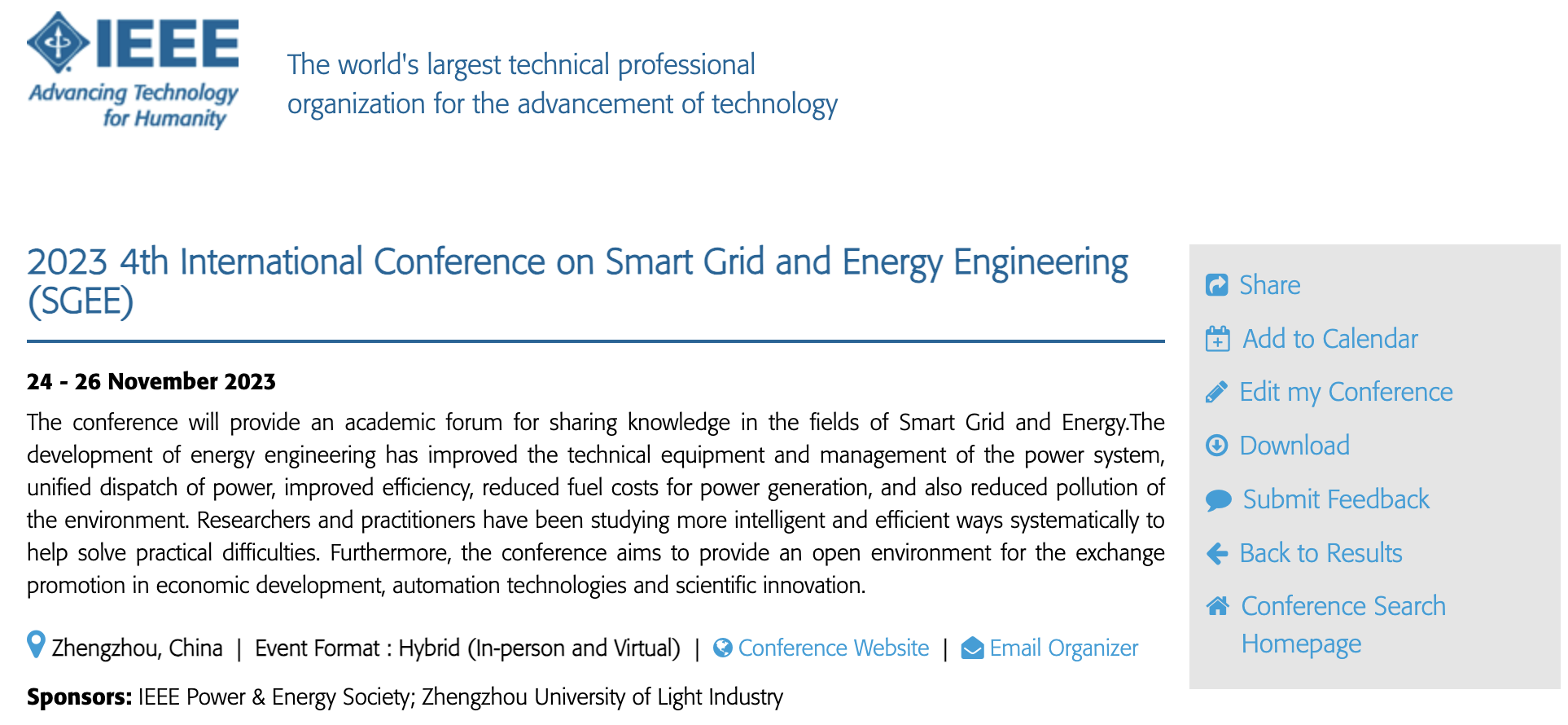 【IEEE出版，往届已完成EI检索】第四届IEEE智能电网与能源工程国际研讨会（IEEE-SGEE 2023）_ieee sgee2023-CSDN博客