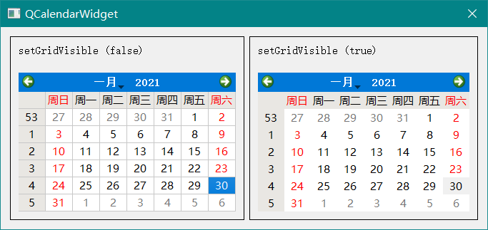 高级Widgets(02)：【类】QCalendarWidget[官翻]_qcalendarwidget 星期简写-CSDN博客