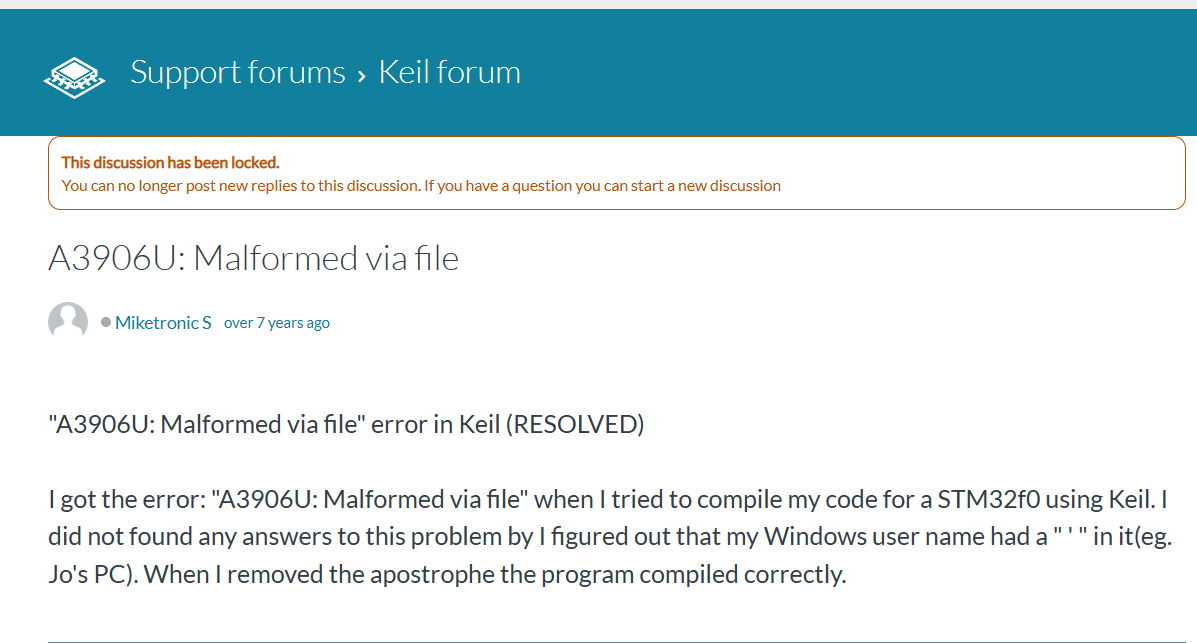 笔记本用户名特殊字符 KEIL5 C3906U: Malformed via file ‘...’_fatal error: c3906u: malformed via file-CSDN博客