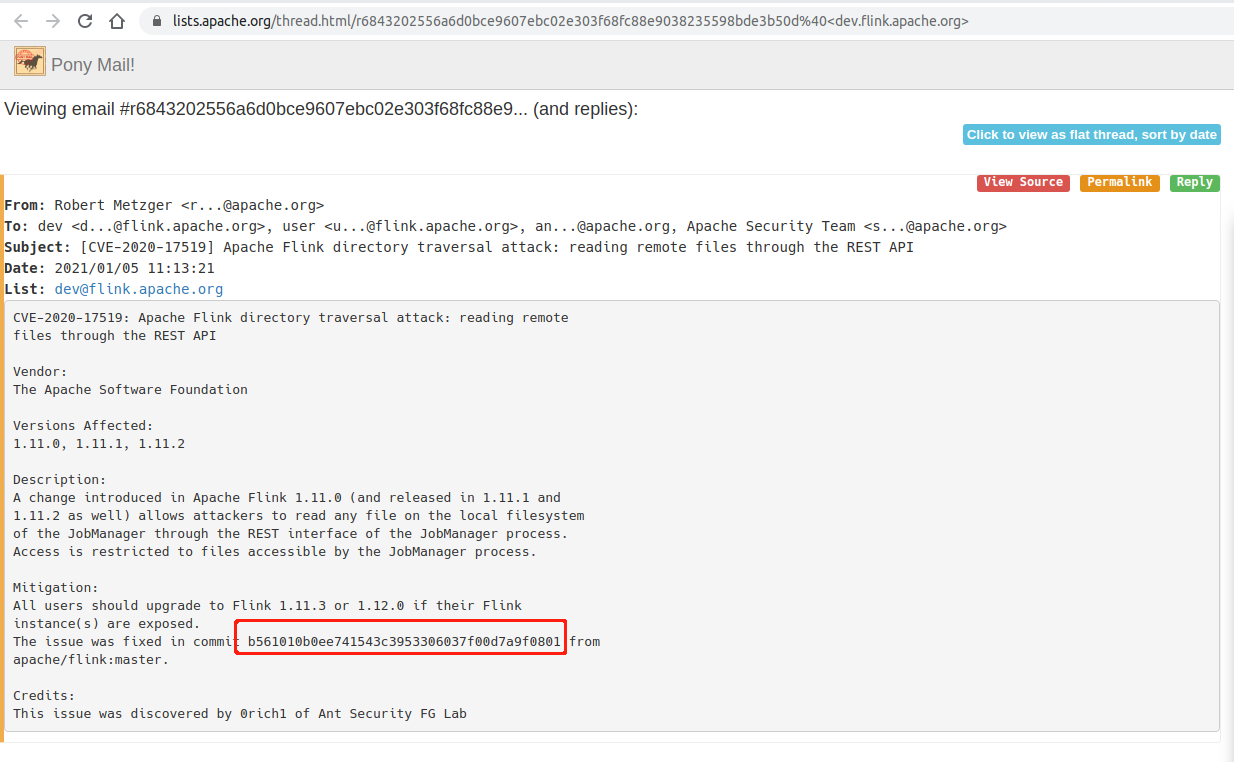Flink高危漏洞 (CVE-2020-17518/17519) 修复指南_cve-2020-17519-CSDN博客