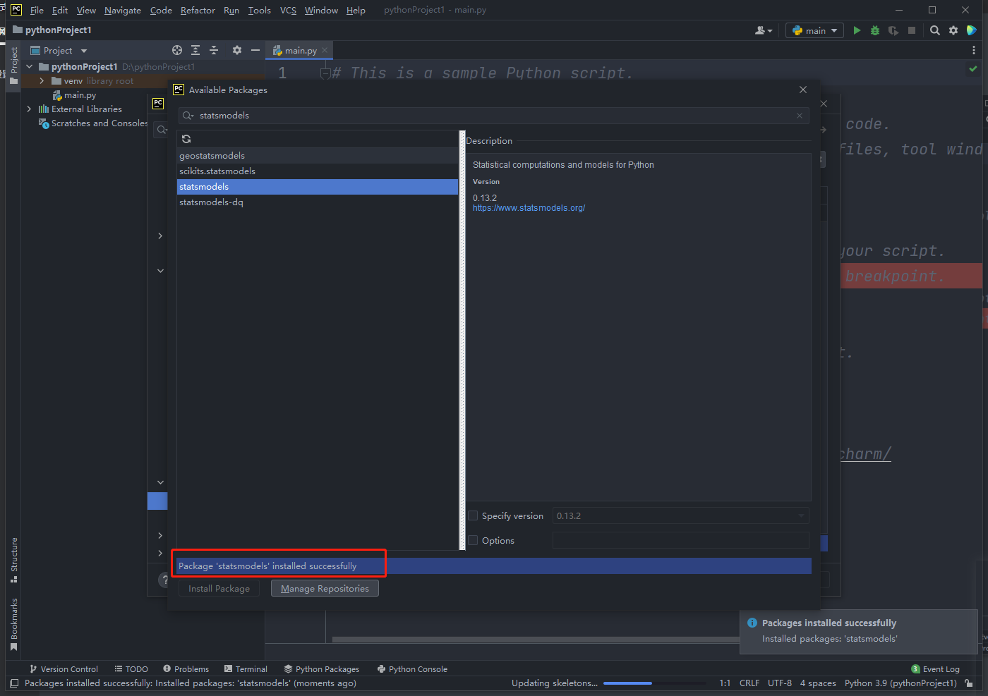 大数据数学基础之使用Pycharm需要进行的设置_如何在parcharm里下载statsmodels-CSDN博客
