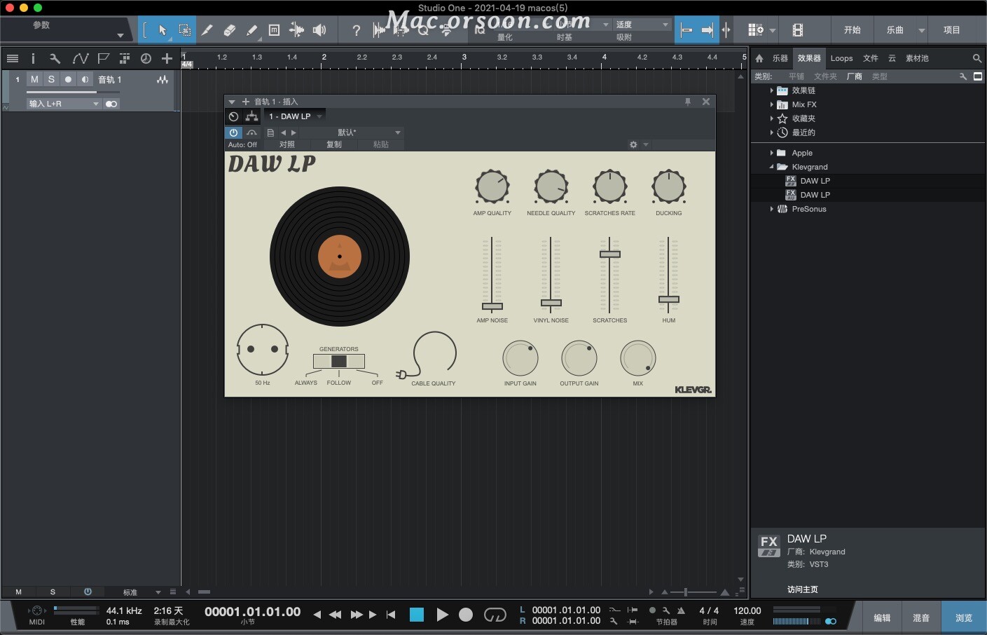 Klevgrand DAW LP for Mac(乙烯基唱片播放器模拟插件)_klevgrand daw lp怎么用-CSDN博客