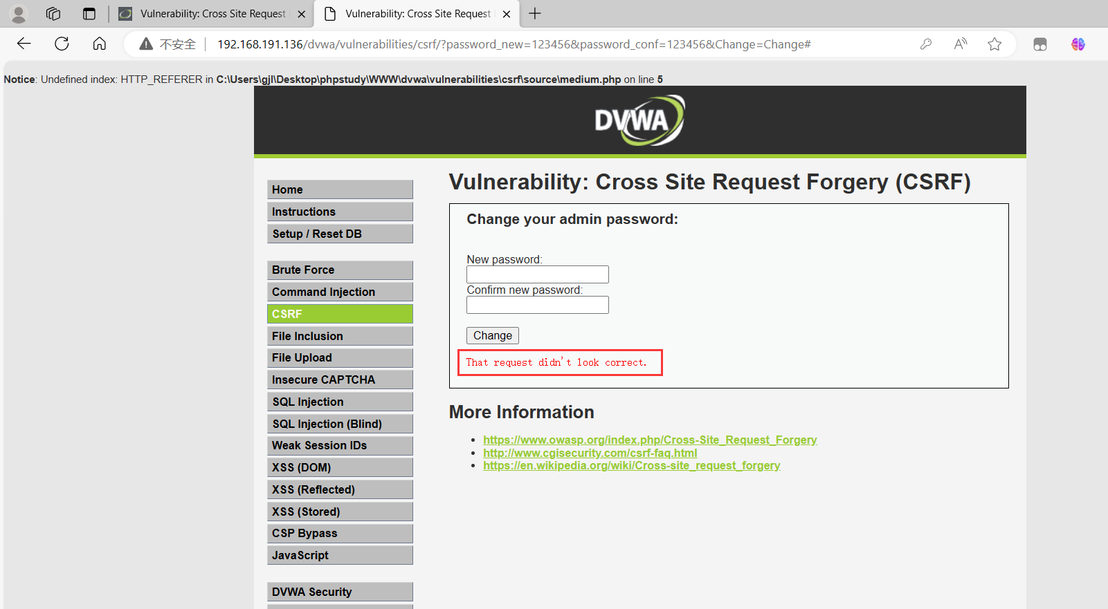 DVWA——CSRF_dvwa csrf-CSDN博客