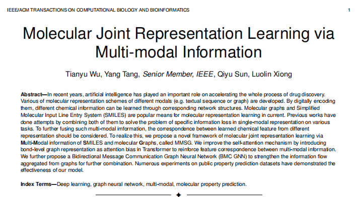 学术速运|基于多模态信息的分子联合表示学习_分子smiles graph多模态-CSDN博客