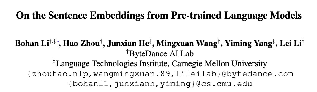 【论文阅读-句向量】On the sentence embeddings from Pre-trained Language Models-CSDN博客