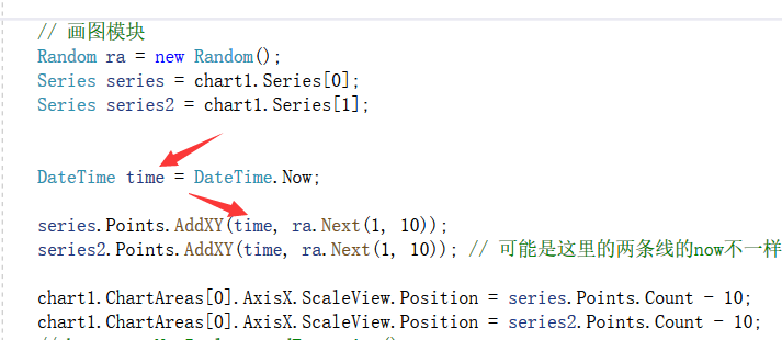 C#使用chart画两条动态线报错：System.ArgumentException:“如果索引序列(XValueIndexed = true)不对齐，则无法在同一个轴上显示它们。_c# ...
