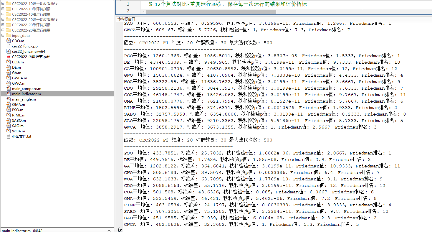 CEC2022：12种算法跑CEC2022测试集输出和自动保存评价指标(matlab代码)_matlab导出算法30次测试结果-CSDN博客