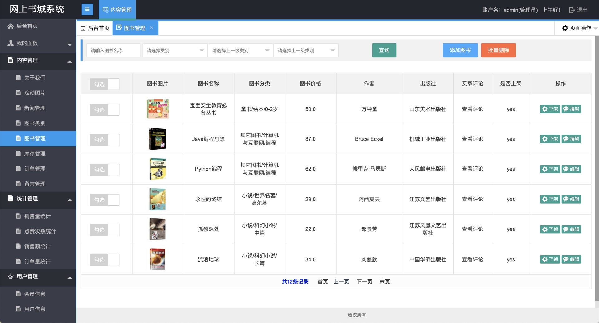 Java 网上书城系统 图书销售系统 在线书城 网上书店 Ssm Csdn博客 4806