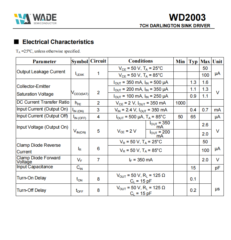 WD2003达林顿管参考资料和封装图-CSDN博客