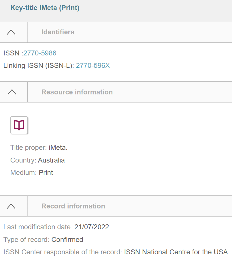 iMeta | 国际标准刊号ISSN印刷版正式确认，双ISSN申请完成-CSDN博客