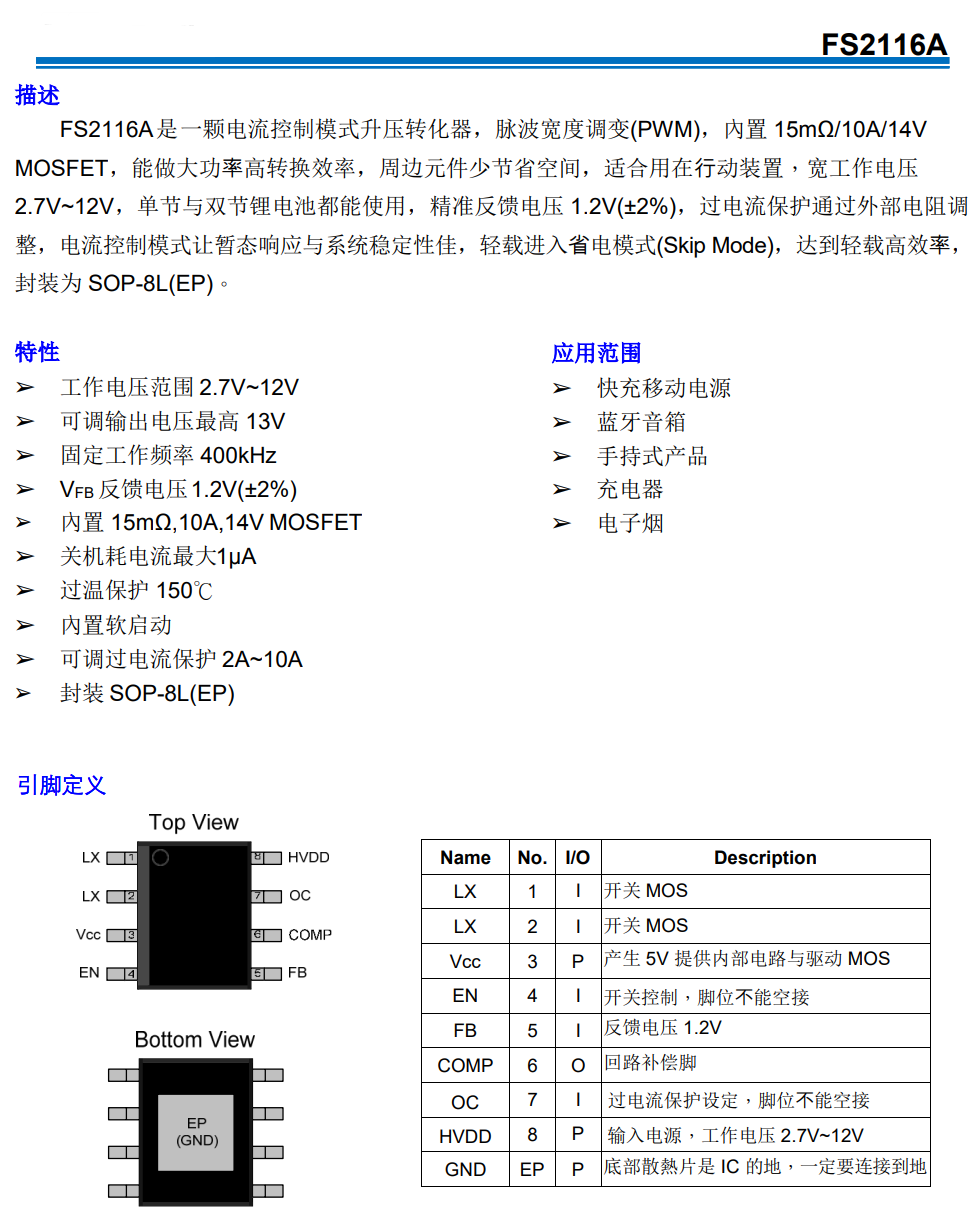 FS2116A原厂SOP-8L 电流控制模式升压转化器芯片IC-CSDN博客