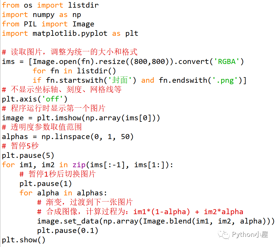 Pythonpillowmatplotlib实现多张图片连续渐变动画 Csdn博客 7234