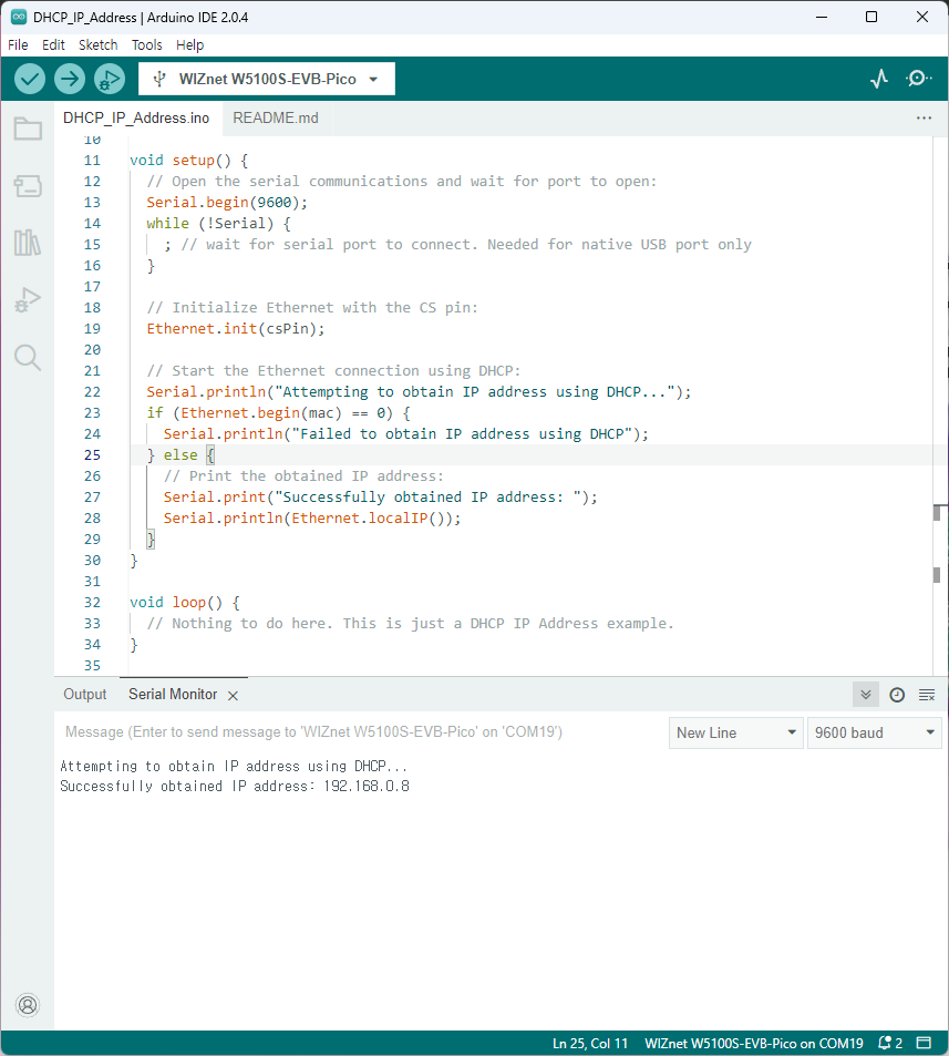 使用 DHCP 获取 W5100S-EVB-Pico 和 Arduino IDE 的 IP 地址_arduino读取主机ip地址-CSDN博客